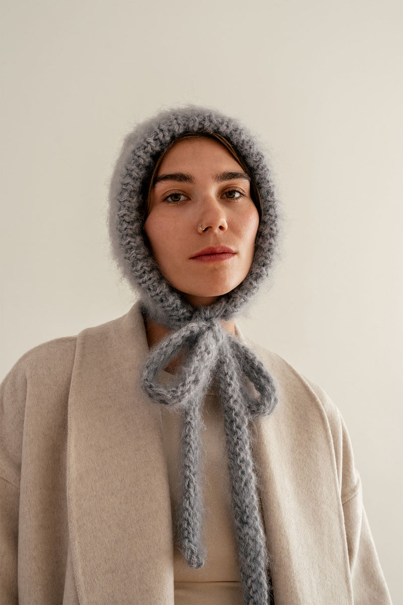 Brushed Mohair Bonnet in Storm – Plexida Knitwear